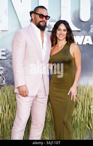 Jason Momoa and Adria Arjona arrive for a Supergirl fan event at ...