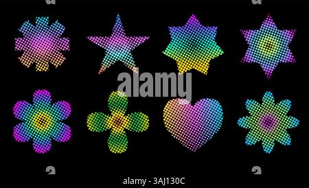 Halftone gradient shapes. Dots comic effect. Vector illustration Stock ...