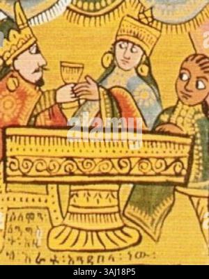 This historical painting depicts a meeting between French and Indian ...