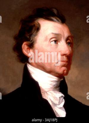 This portrait depicts James Monroe, painted by Gilbert Stuart around ...