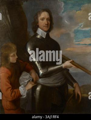 This artwork depicts Oliver Cromwell, the English leader, imprisoning ...