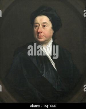 This 18th-century painting portrays the right side of a stage scene ...