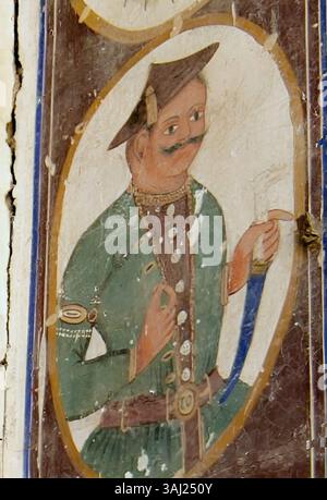 Fresco from the Khem Singh Bedi haveli depicting Baba Atal Rai Sodhi ...
