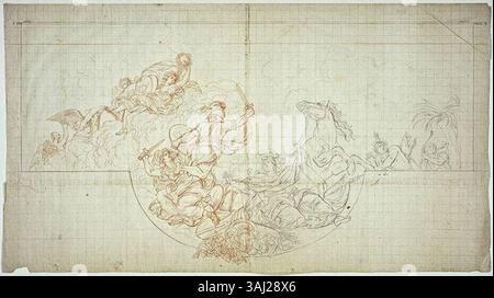 An anonymous 1680 drawing based on Charles Le Brun’s ceiling painting ...