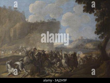 The painting 'Battle Scene' by the Italo-Flemish School, created ...