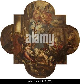 The Magi presenting gifts to Jesus, painting on wood, Three Wise Men ...