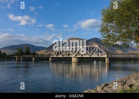 CN Railway Swing Bridge, Kamloops, British Columbia, Canada Stock Photo ...