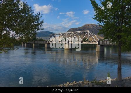CN Railway Swing Bridge, Kamloops, British Columbia, Canada Stock Photo ...