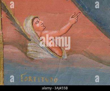 This artwork represents the virtue of Fortitude from the 'Seven Virtues ...