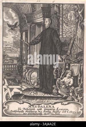 Engraving of Archduchess Magdalena of Austria (1532-1590), daughter of ...