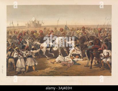 The Indian Mutiny 1857-1859 Aftermath of the Siege of Lucknow. The damaged gate of the Small ...
