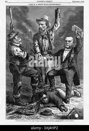 A political cartoon from the Reconstruction era featuring caricatures ...