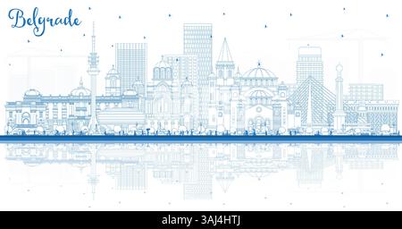 Outline Skyline panorama of City of Belgrade, Serbia - vector ...