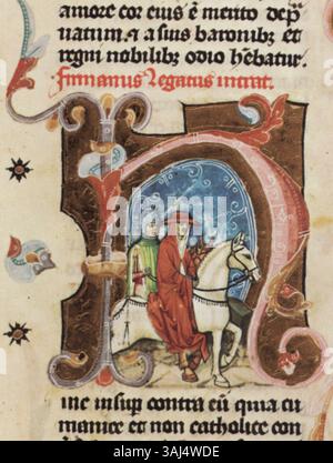 A historical artwork from the 'Chronicon Pictum,' depicting scenes from ...