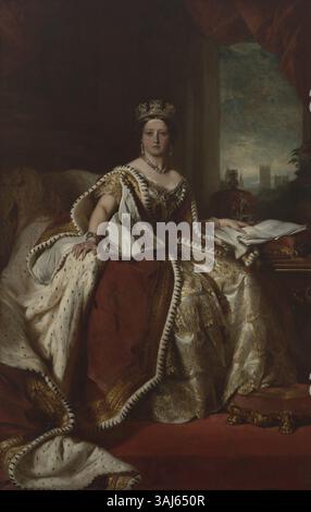 A portrait of Queen Victoria, showcasing her regal attire and iconic ...