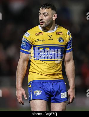 Jake Connor of Leeds Rhinos during pre-game warm up during the Betfred ...