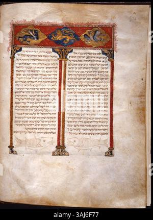 The Cervera Bible, circa 1300, is a Hebrew illuminated manuscript with ...