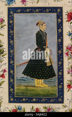 This portrait of Aurangzeb, the Mughal emperor, depicts him in his ...
