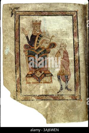 This page from the Benedictine Psalter, dated between 842 and 850 ...