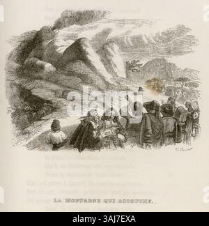 A print from La Fontaine's Fables, titled 'The Rat and the Oyster ...