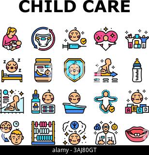 child care nurse pediatric icons set vector Stock Vector Image & Art ...