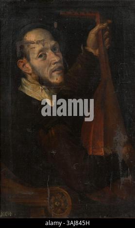 The painting 'A Man Playing a Lute' depicts a figure engaged in playing ...