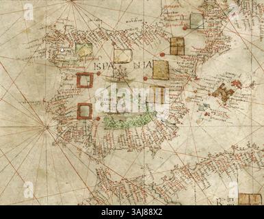 A portolan chart by Jacobo Russo, created around 1550, depicting the ...