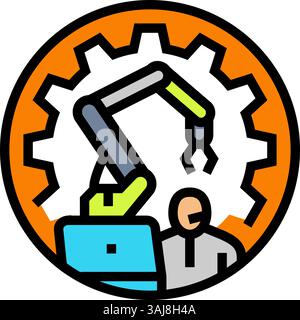 cobots collaborative robots industry 5 color icon vector illustration ...