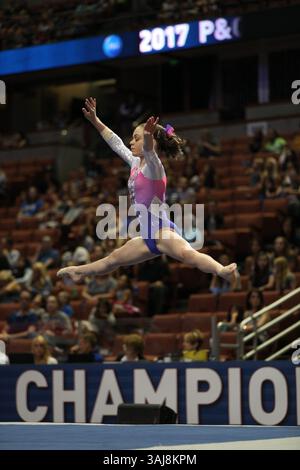 August 18, 2017: Gymnast Annie Beard competes on the first day of the ...