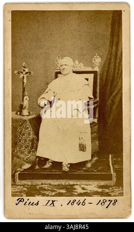 A portrait of Pope Pius IX, who served as the Pope from 1846 to 1878 ...