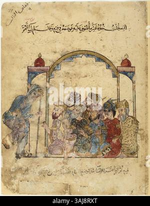 A 13th-century illustration from Maqamat 5847, Folio 33r, depicting the ...