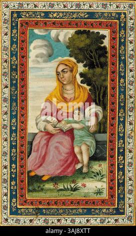 An early 19th-century Qajar miniature painting depicting Imam Ali and ...