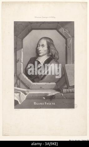 This lithograph portrays Blaise Pascal in the 17th century ...