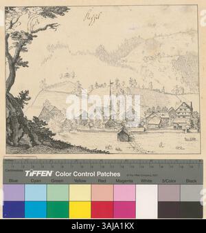 This black ink drawing from between 1700 and 1750 depicts the view of ...