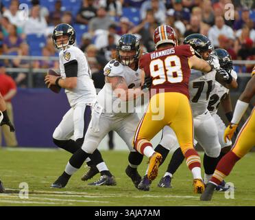 Baltimore Ravens quarterback Ryan Mallett passes against the Pittsburgh ...