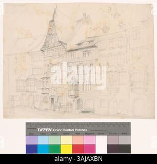 A 1862 painting by Johann Rudolf Rahn of the episcopal palace in Chur ...