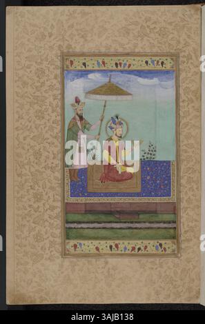 This painting portrays the Mughal Emperor Babur returning to his camp ...