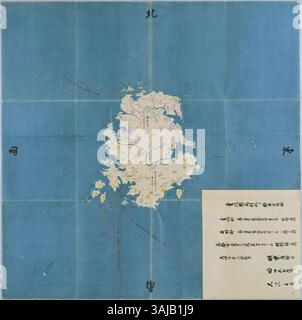 Tenpō Kuniezu - Iki Province (National Archives of Japan Stock Photo ...