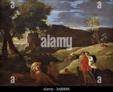A 1625 oil painting, attributed to Nicolas Poussin, depicting the mythological scene of Apollo ...
