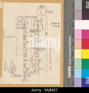 This print illustrates the floor plan of a building, dating from ...