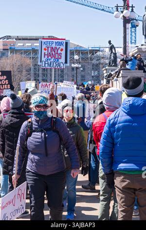 Saint Paul, Minnesota - April 5, 2025: Demonstrators rally at Minnesota ...