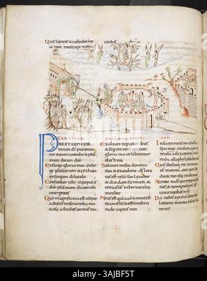 This illuminated manuscript, part of the Harley Psalter, was created ...