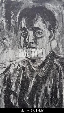 Self-portrait of Eric Hallström, a Swedish artist, captured in a ...