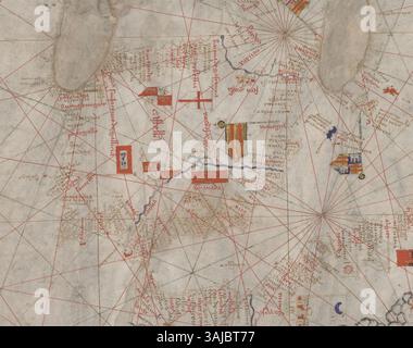 This 14th-century Mediterranean chart is an ancient map used for ...