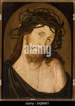 This image depicts Christ wearing the crown of thorns, symbolizing the ...