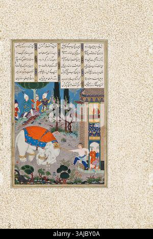 This Persian miniature from the Shahnama, created around 1300, depicts ...