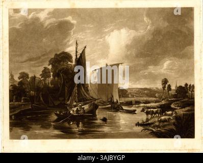 This etching by George Vincent, created before 1832, shows a rural ...