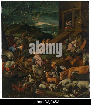 The painting 'Animals Entering the Ark' depicts the biblical scene from ...