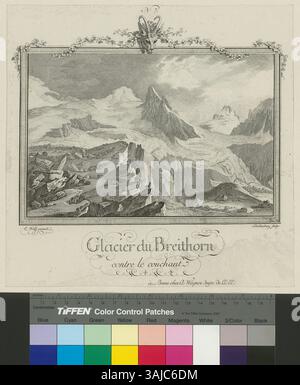 The 1778 etching by Johann Rudolph Schellenberg shows the first waterfall of Staubbach in the ...