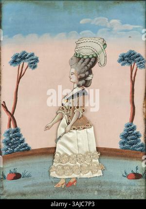 This 18th-century gouache collage, part of a 12-piece series, depicts ...